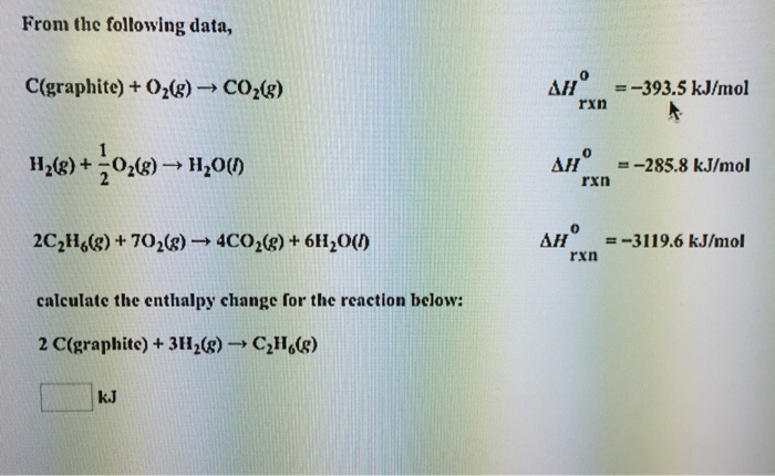 Solved From the following data, C(graphite) + O2(g)-→ CO2(g) | Chegg.com