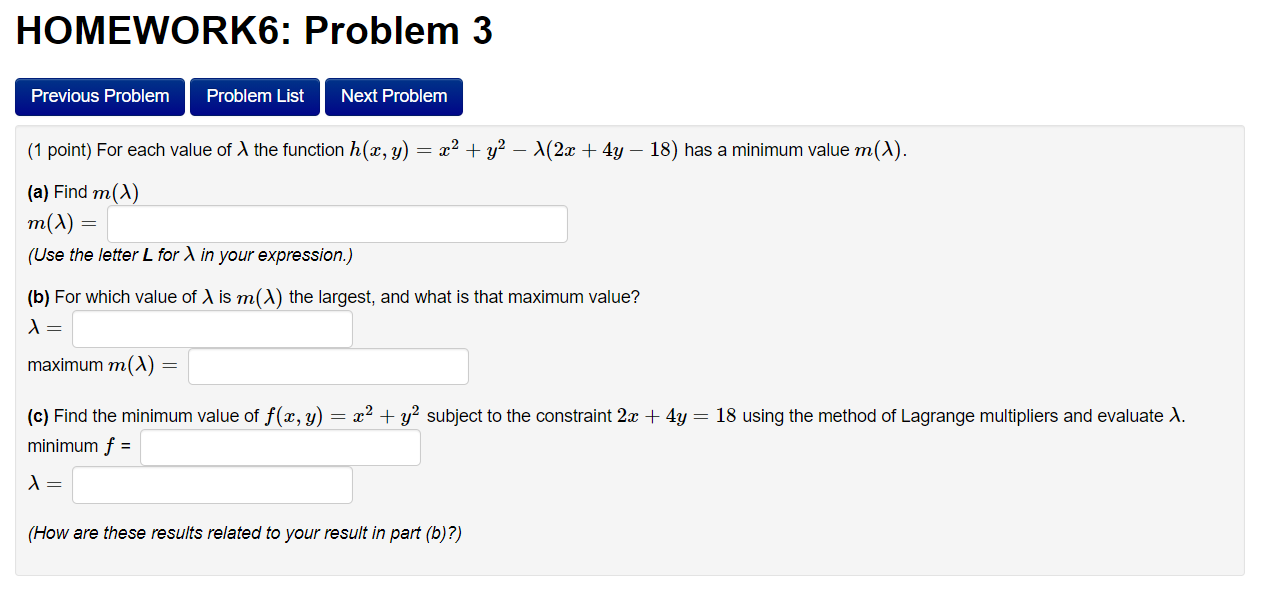 Solved HOMEWORK6: Problem 3 Previous Problem Problem List | Chegg.com