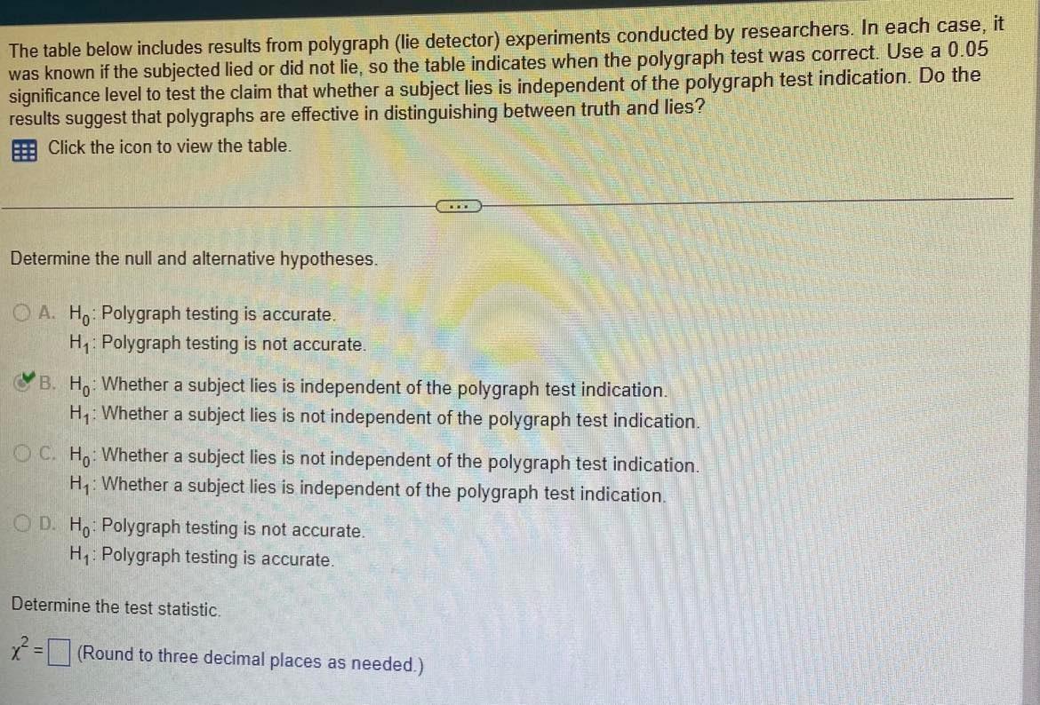 Solved The table below includes results from polygraph (lie | Chegg.com
