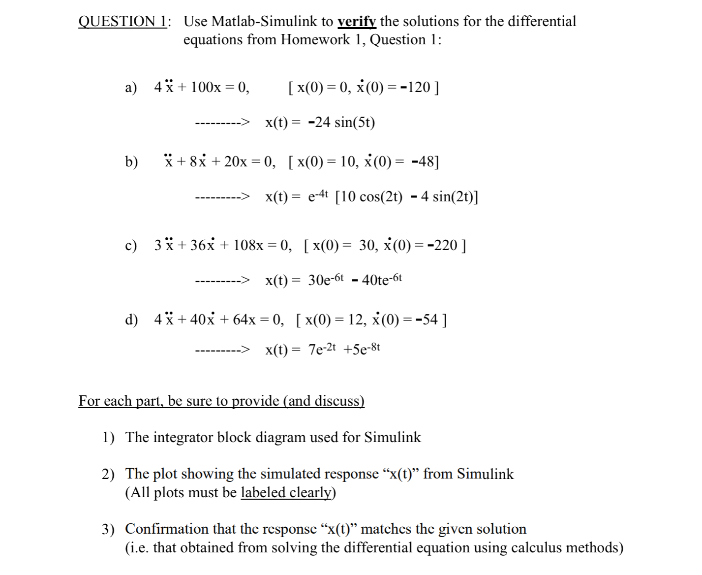 Solved QUESTION 1: Use Matlab-Simulink to ﻿verify the | Chegg.com