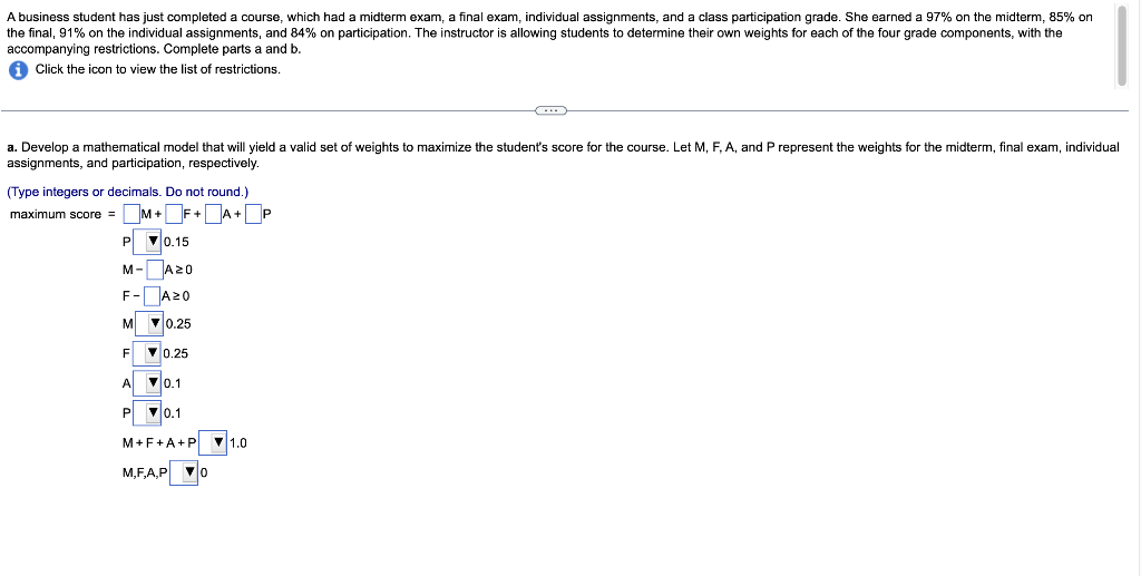 Solved A business student has just completed a course, | Chegg.com