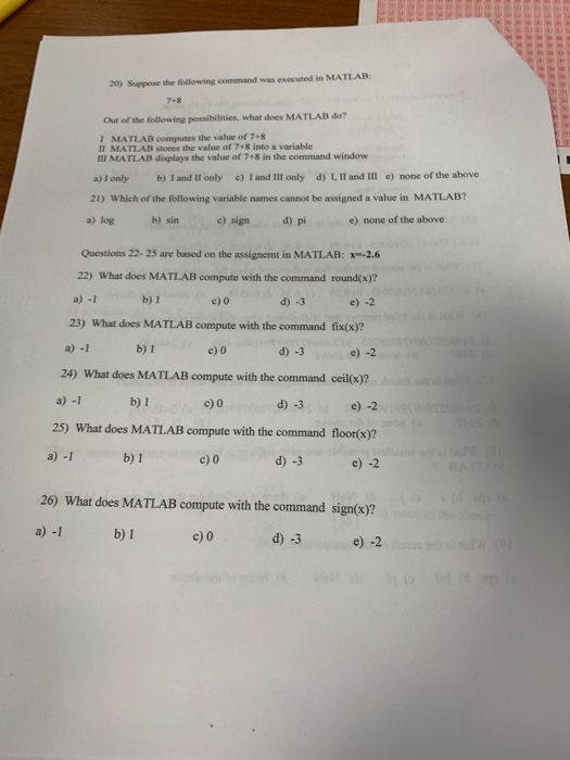 Solved 20) Suppose the following command was executed in | Chegg.com