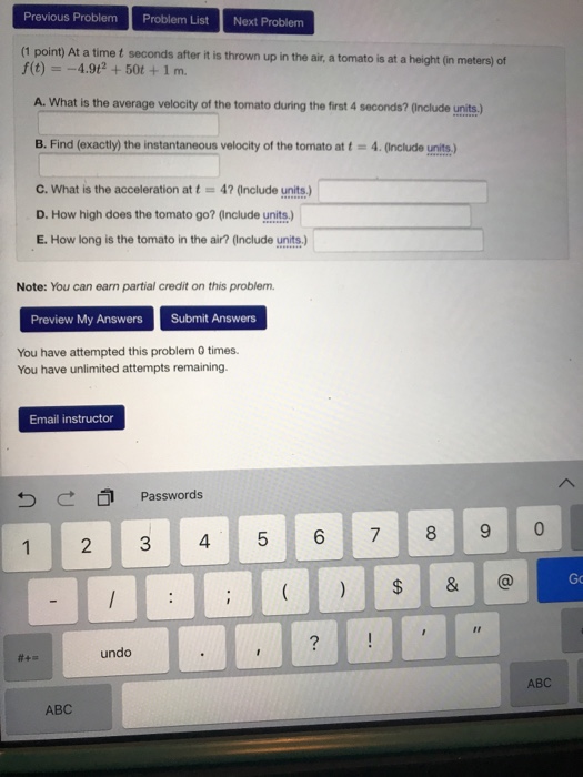 Solved Previous Problem Problem List Next Problem (1 point) | Chegg.com