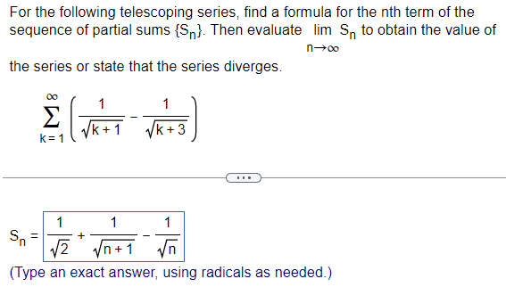 Solved For the following telescoping series, find a formula | Chegg.com