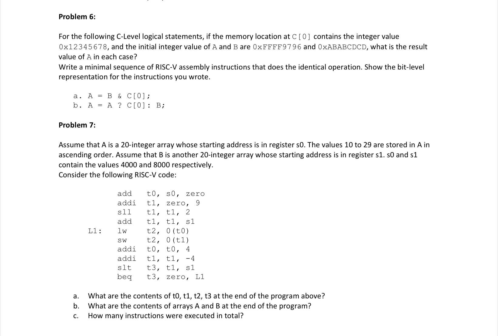 Solved For the following C-Level logical statements, if the | Chegg.com