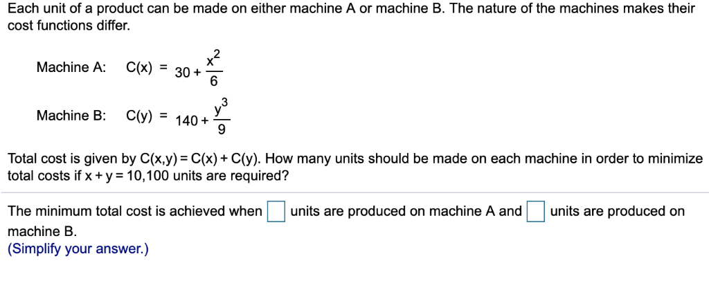 Solved Each unit of a product can be made on either machine | Chegg.com