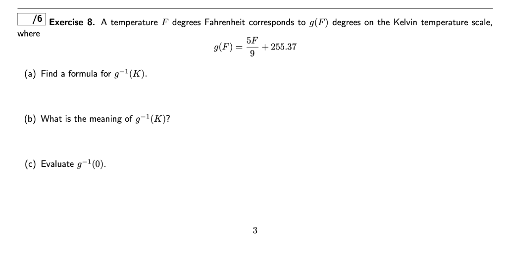 Solved 70Exercise 8. A temperature F degrees Fahrenheit | Chegg.com