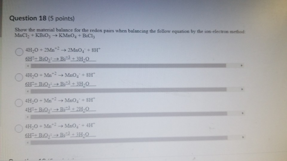 Solved Question 18 (5 points) Show the material balance for | Chegg.com