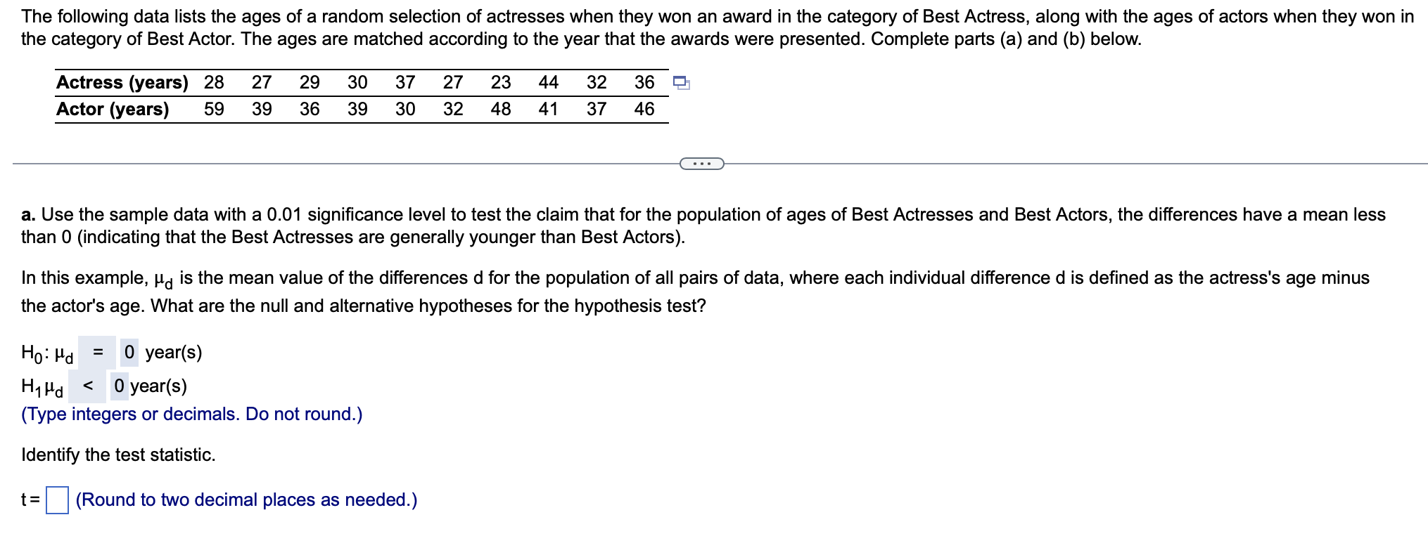 a. Use the sample data with a 0.01 significance level | Chegg.com