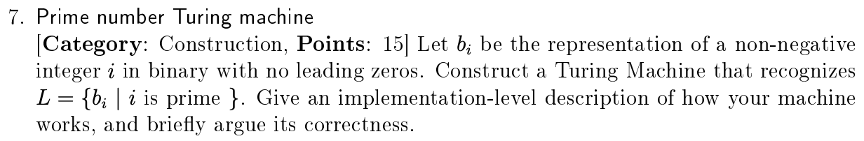 Solved 7. Prime number Turing machine [Category: | Chegg.com
