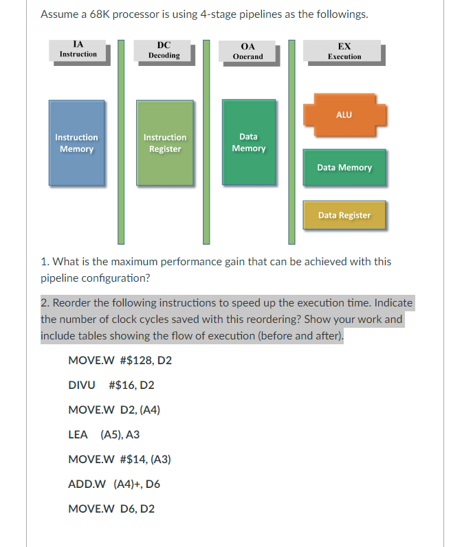 Solved Assume a \\( 68 \\mathrm{~K} \\) processor is using | Chegg.com