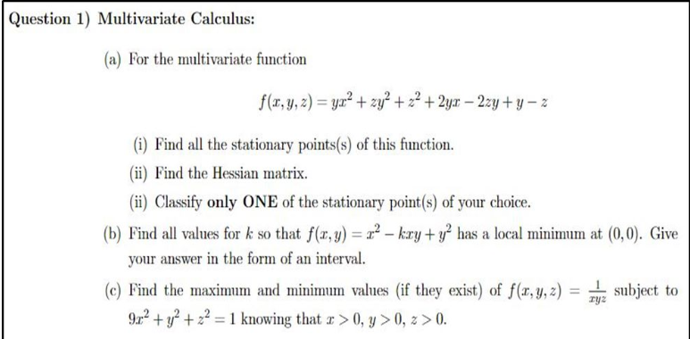 Solved (a) For the multivariate function | Chegg.com