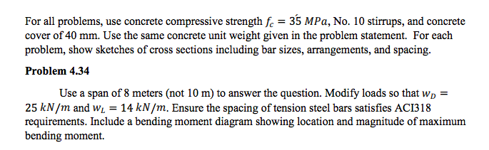 Solved For all problems, use concrete compressive strength | Chegg.com