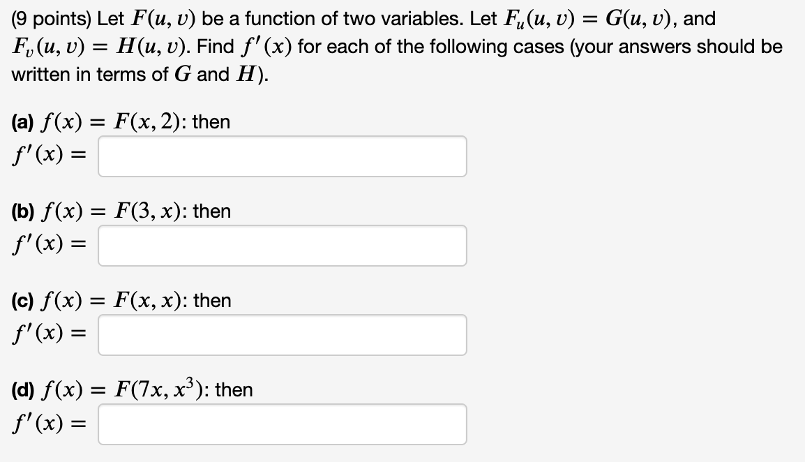 Solved Let F(u,v) be a function of two variables. | Chegg.com
