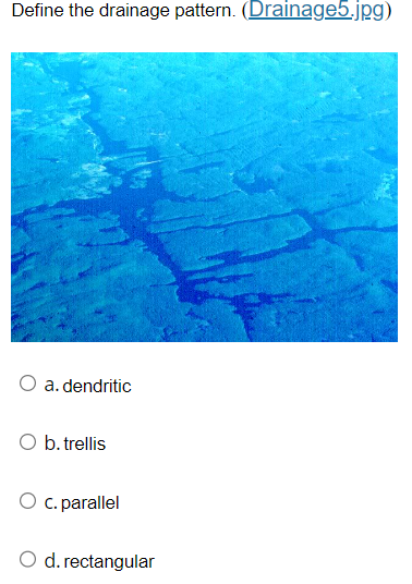 Solved Define the drainage pattern. (Drainages.jpg) a. | Chegg.com