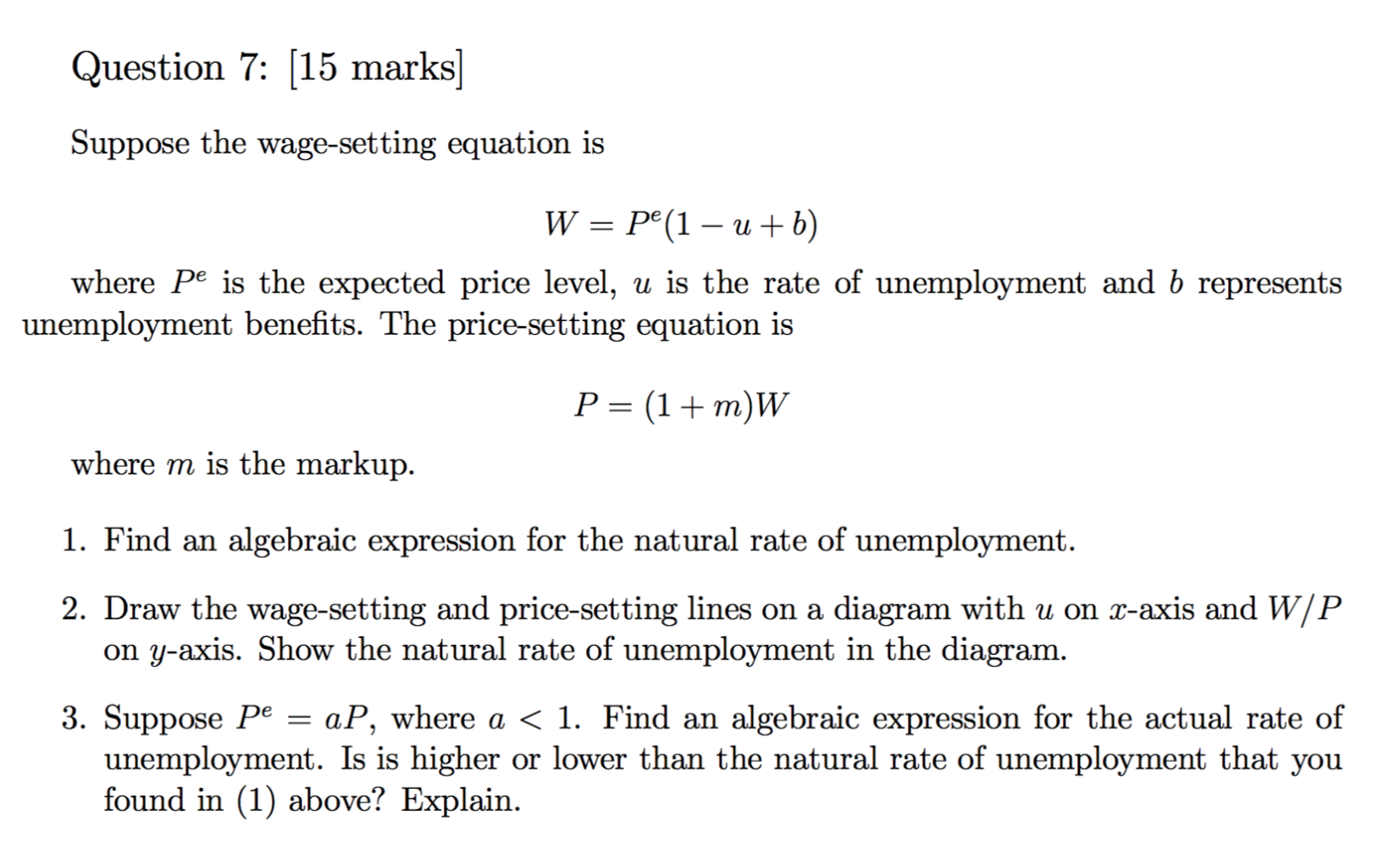 Solved Question 7 15 Marks Suppose The Wage setting Chegg Solved Question 7 15 Marks Suppose The Wage setting Chegg