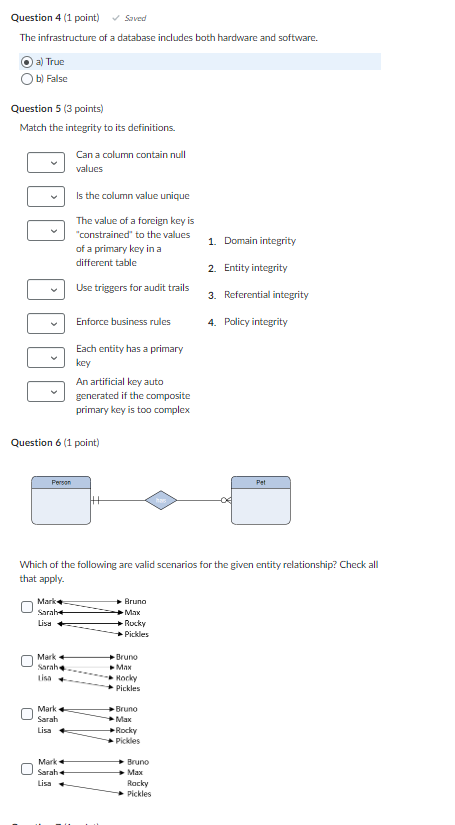 Solved Question 4 (1 point) soved The infrastructure of a | Chegg.com