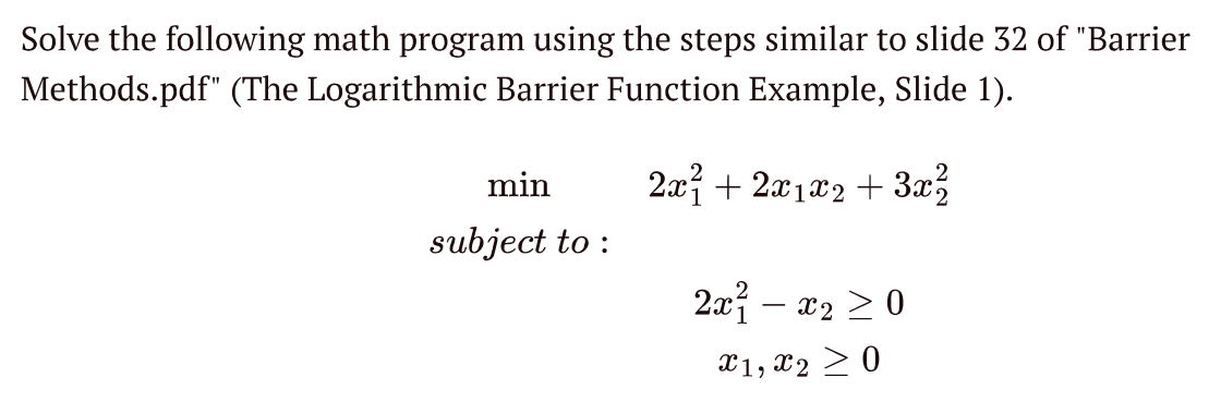 Solved Solve the following math program using the steps | Chegg.com