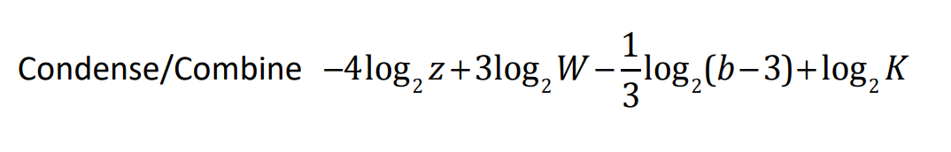 Solved Condense/Combine -4log, 2+3log, W -510g, | Chegg.com
