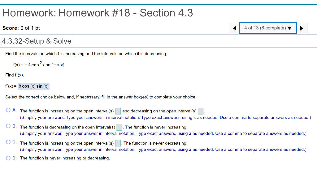 Solved Homework Homework 18 Section 4 3 Score 0 Of 1 Pt