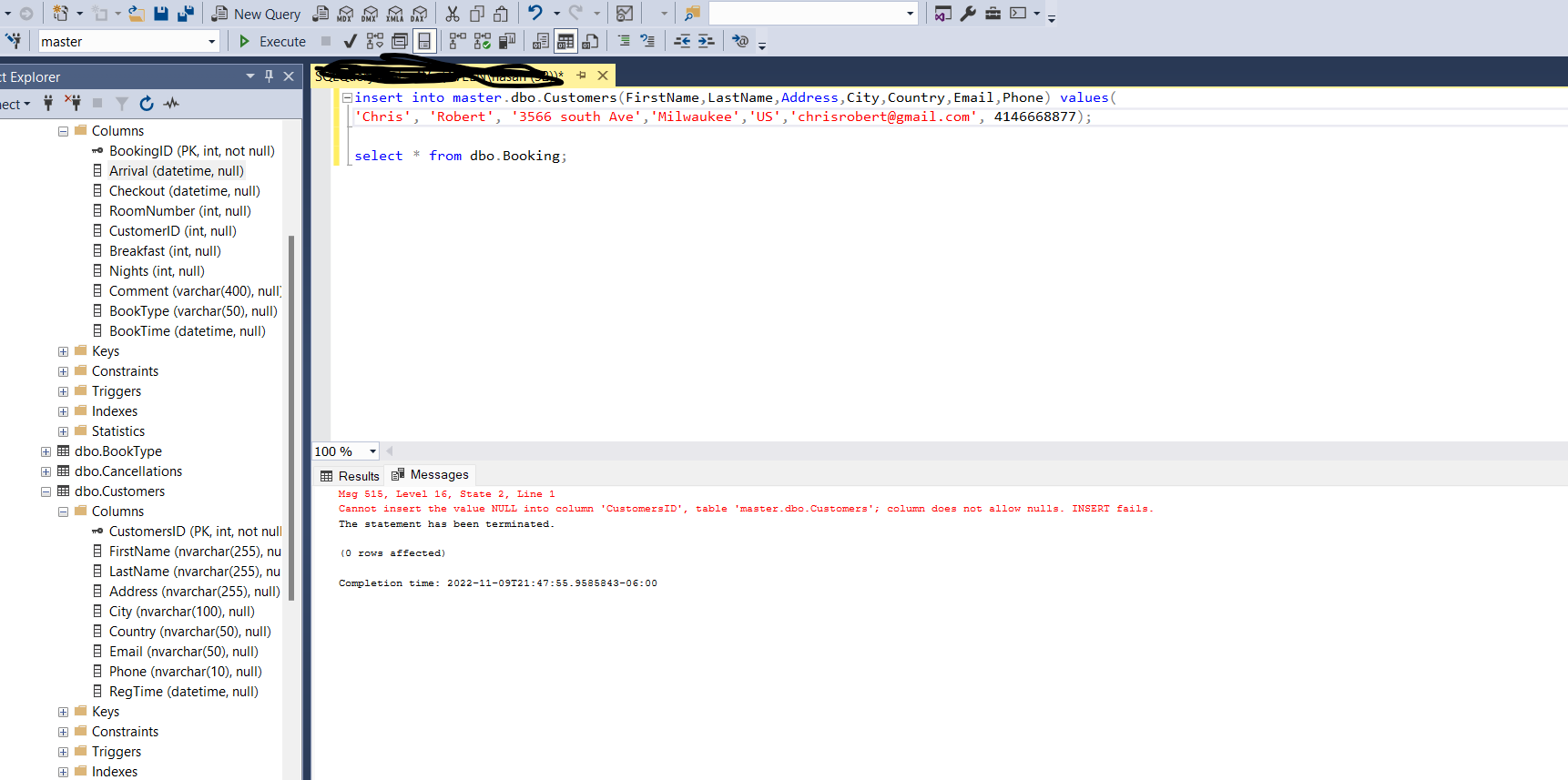 Solved I am trying to insert data into the table I am keep | Chegg.com