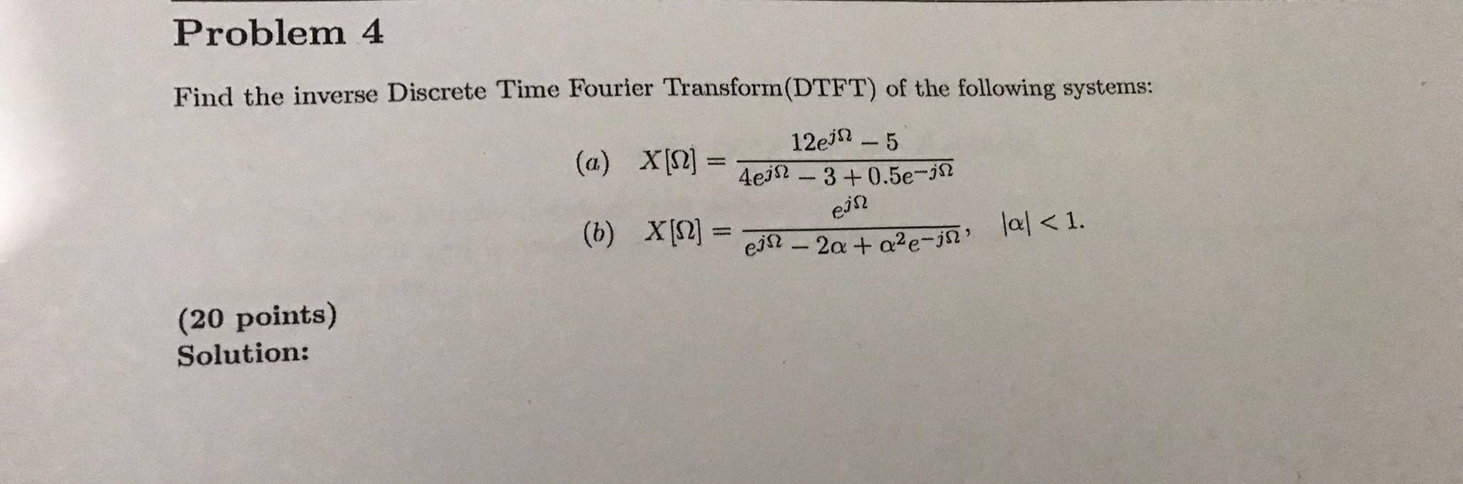 Solved Find the inverse Discrete Time Fourier | Chegg.com