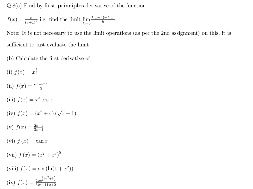 Solved Q.8(a) Find by first principles derivative of the | Chegg.com