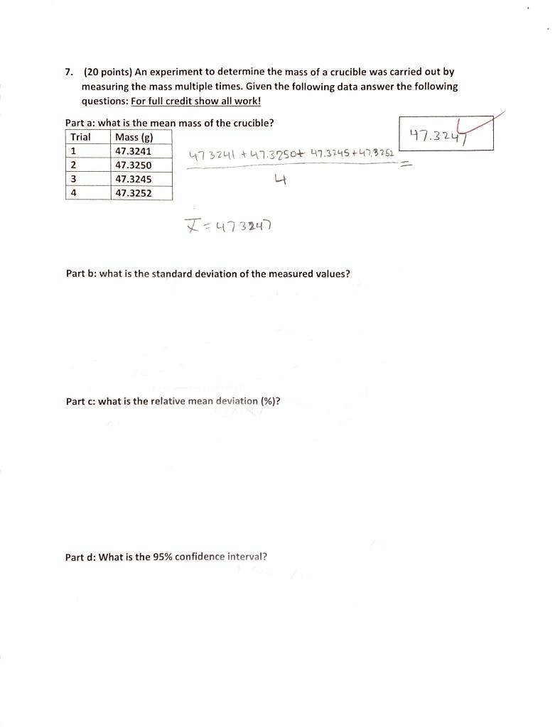Solved 7. ( 20 points) An experiment to determine the mass | Chegg.com