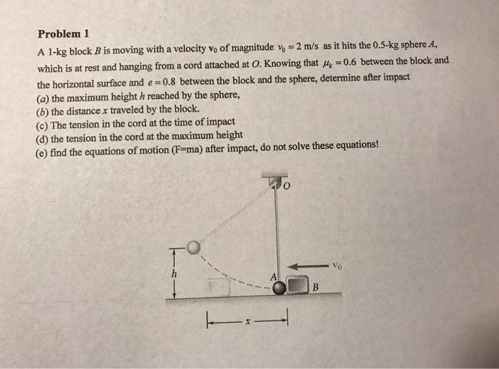 Solved A 1 -kg block B is moving with a velocity v_0 of | Chegg.com