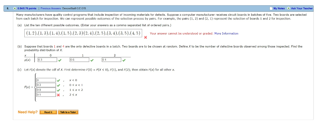 Solved 0.54/0.76 points Previous Answers DevoreSla19 3E 015 | Chegg.com