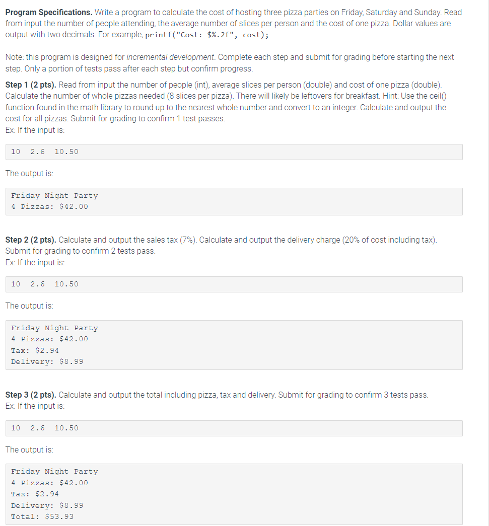 Solved Program Specifications. Write a program to calculate | Chegg.com