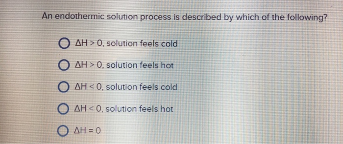 Solved An endothermic solution process is described by which | Chegg.com