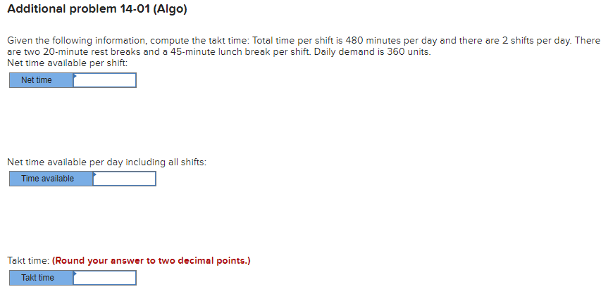Solved Additional problem 14-01 (Algo) Given the following | Chegg.com