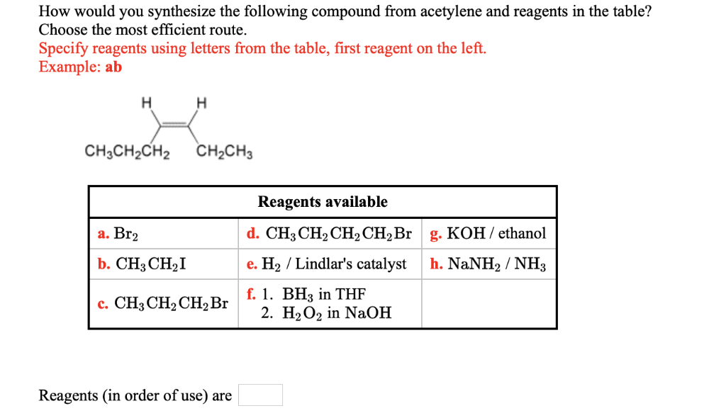 Solved H3C Select reagents from the table to show how you | Chegg.com Solved H3C Select reagents from the table to show how you | Chegg.com