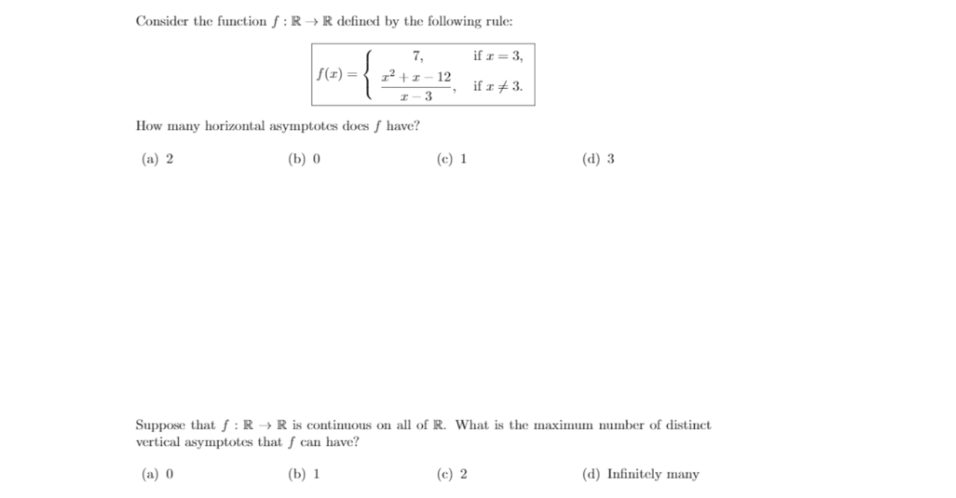 Solved Consider the function f: RR defined by the following | Chegg.com