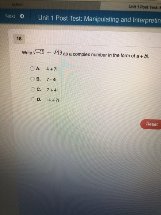 Solved Unit 1 Post Test: 0o Next Unit 1 Post Test: | Chegg.com