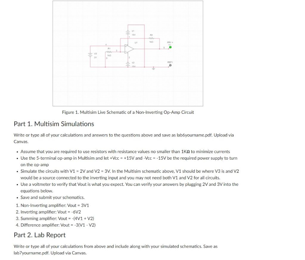 Solved w U To w 110 O Figure 1. Multisim Live Schematic of a | Chegg.com