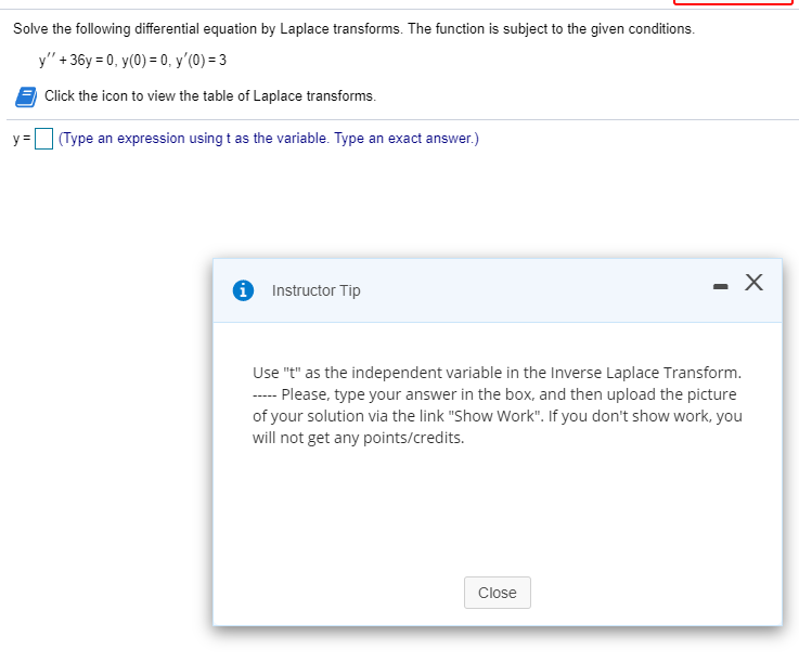 Solved Solve the following differential equation by Laplace | Chegg.com