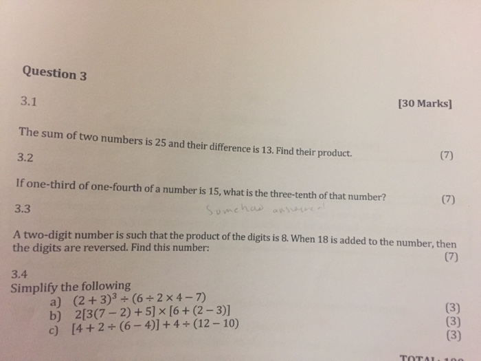 Solved Question3 3.1 30 Marks The sum of two numbers is 25 | Chegg.com Solved Question3 3.1 30 Marks The sum of two numbers is 25 | Chegg.com