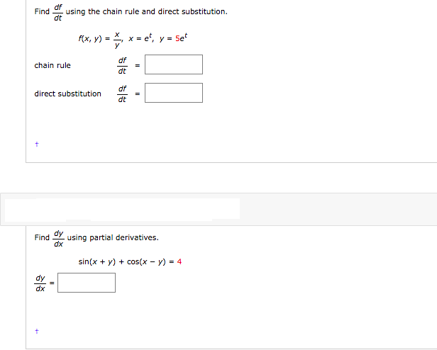 Solved Find df using the chain rule and direct substitution. | Chegg.com