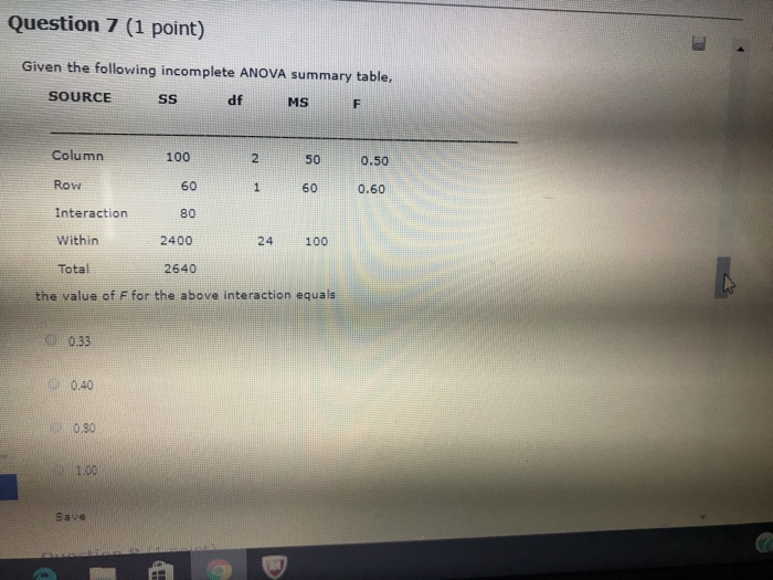 Solved Question 6 (1 point) Given the follovwing incomplete | Chegg.com