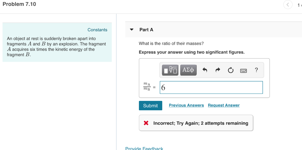 Solved Problem 7.10 Constants Part A An object at rest is | Chegg.com