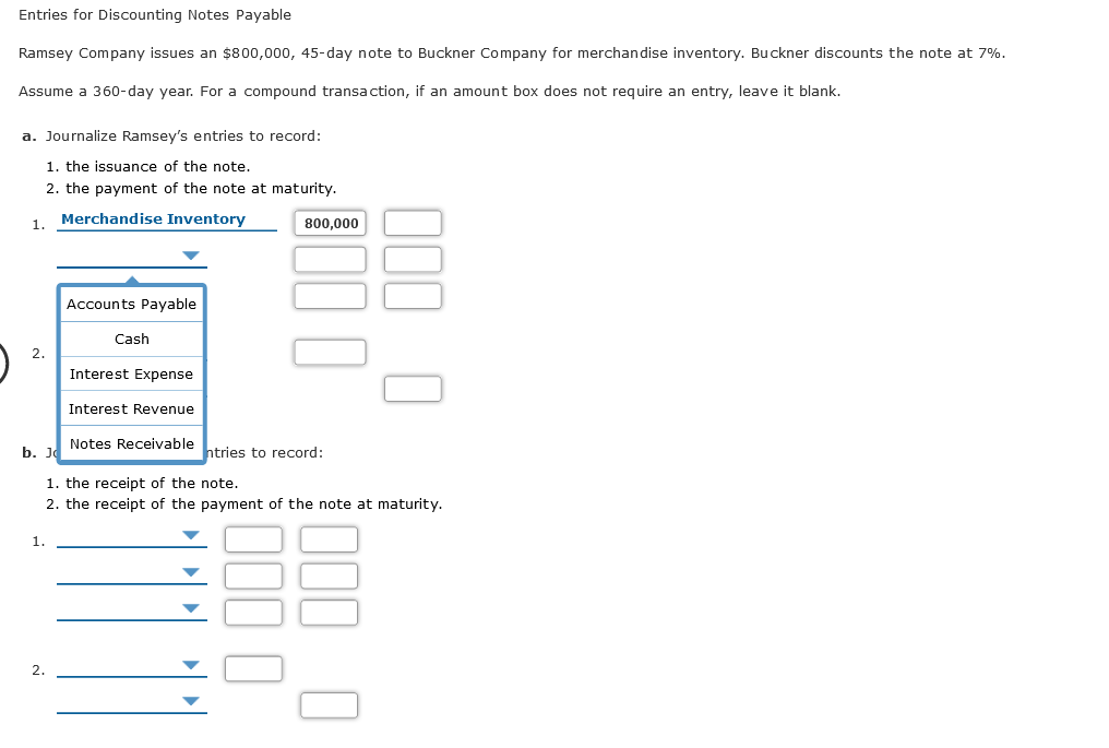 Solved Entries for Discounting Notes Payable Ramsey Company | Chegg.com
