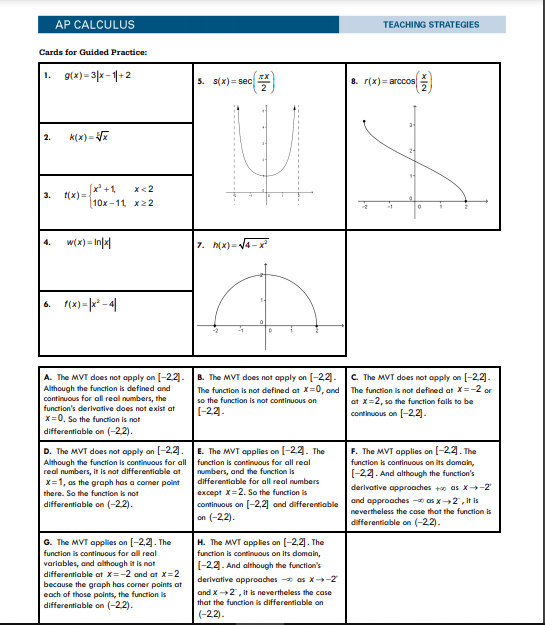 Solved AP CALCULUS TEACHING STRATEGIES Cards for Guided | Chegg.com