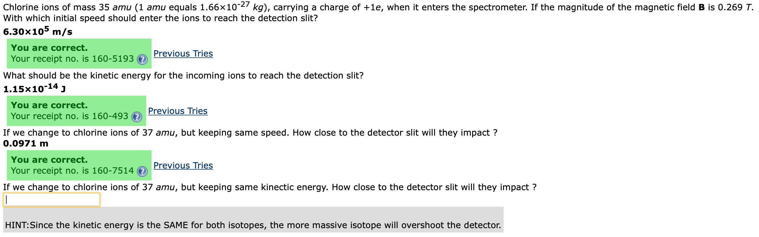 Solved Chlorine ions of mass 35 amu (1 amu equals 1.66x10-27 | Chegg.com