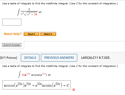 Solved Use a table of integrals to find the indefinite | Chegg.com