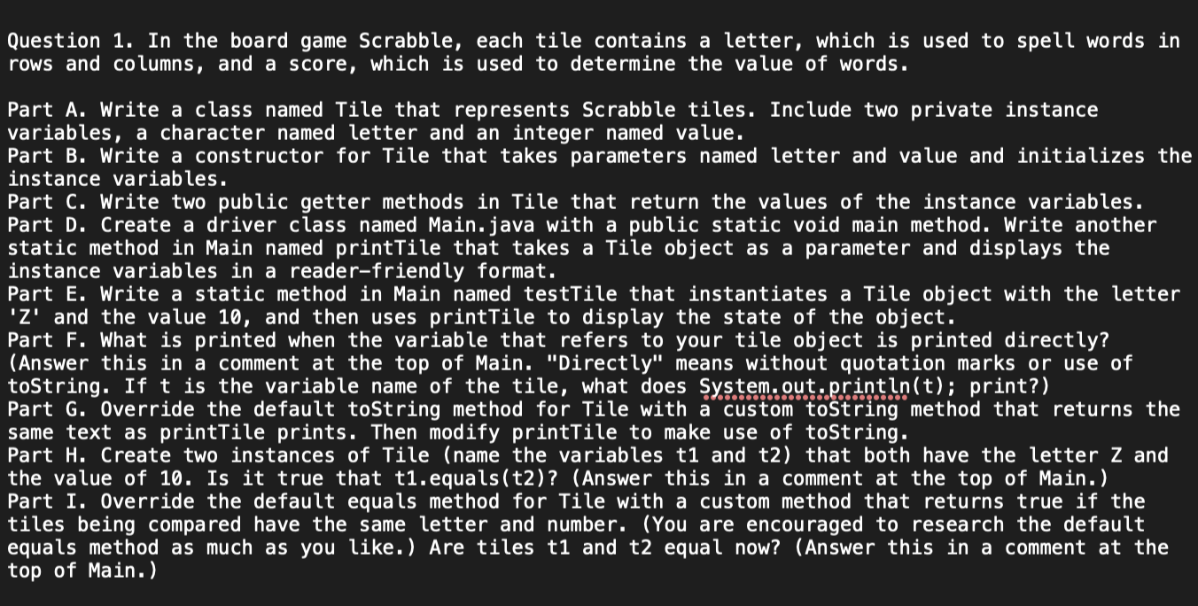 Solved Question 1. In the board game Scrabble, each tile | Chegg.com