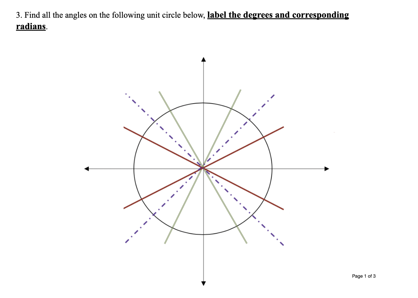 Solved Find all the angles on the following unit circle | Chegg.com