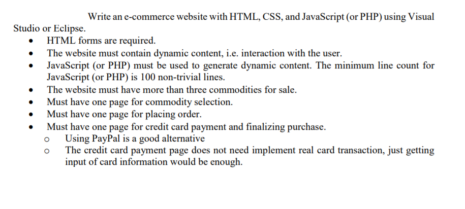 Solved Write An E Commerce Website With Html Css And 7742