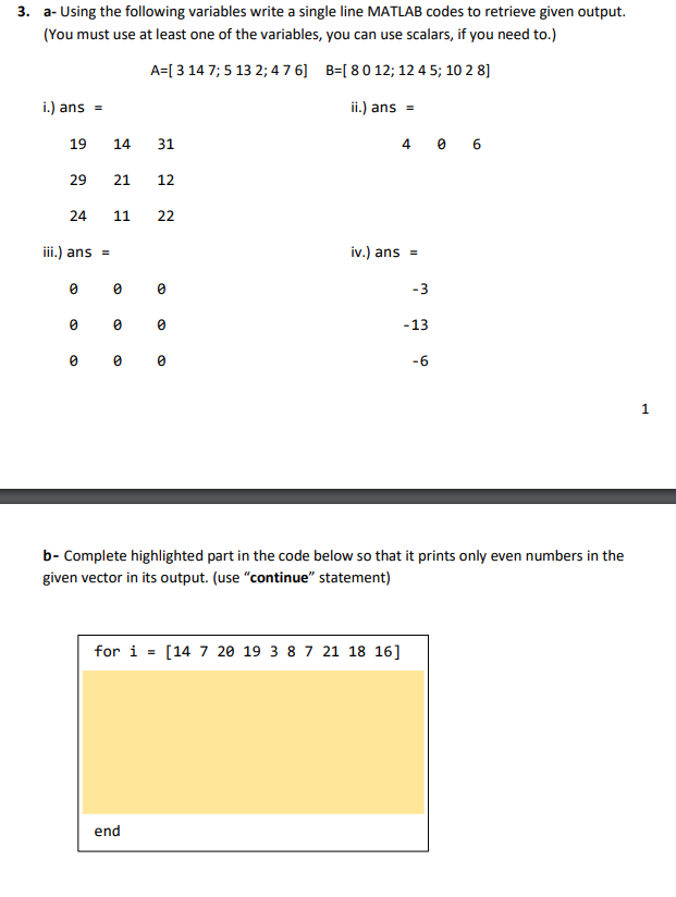 Solved a- Using the following variables write a single line | Chegg.com